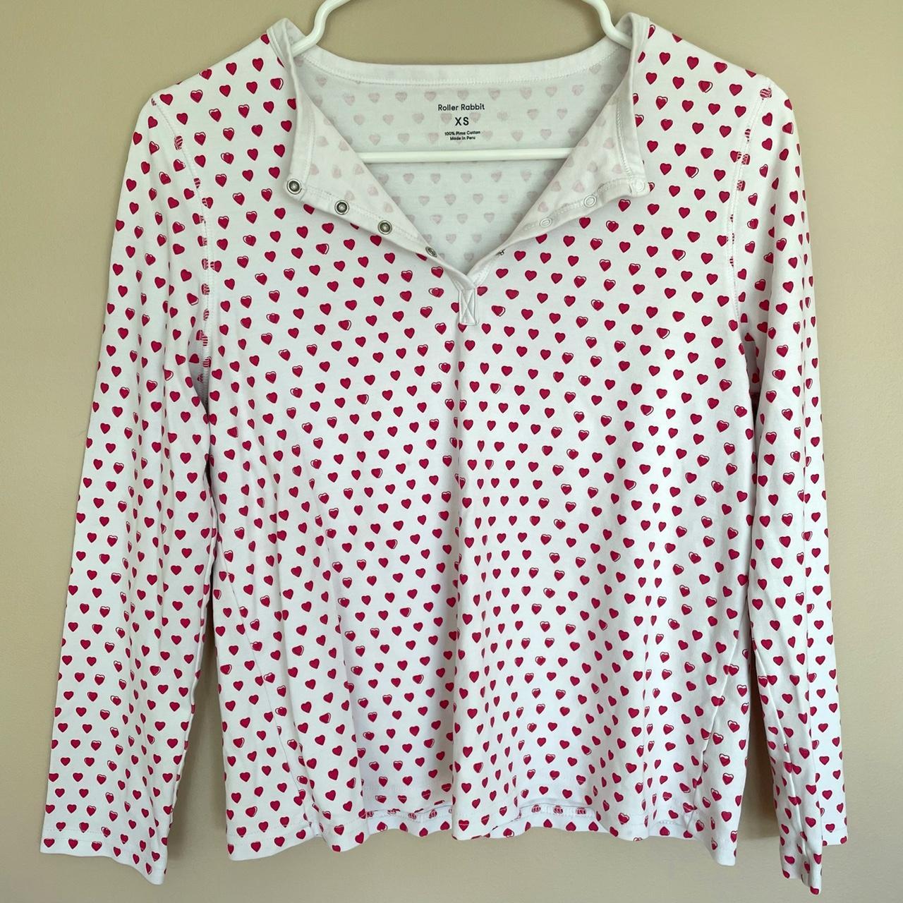 roller rabbit pink heart xs pajama top!! -no tages... - Depop