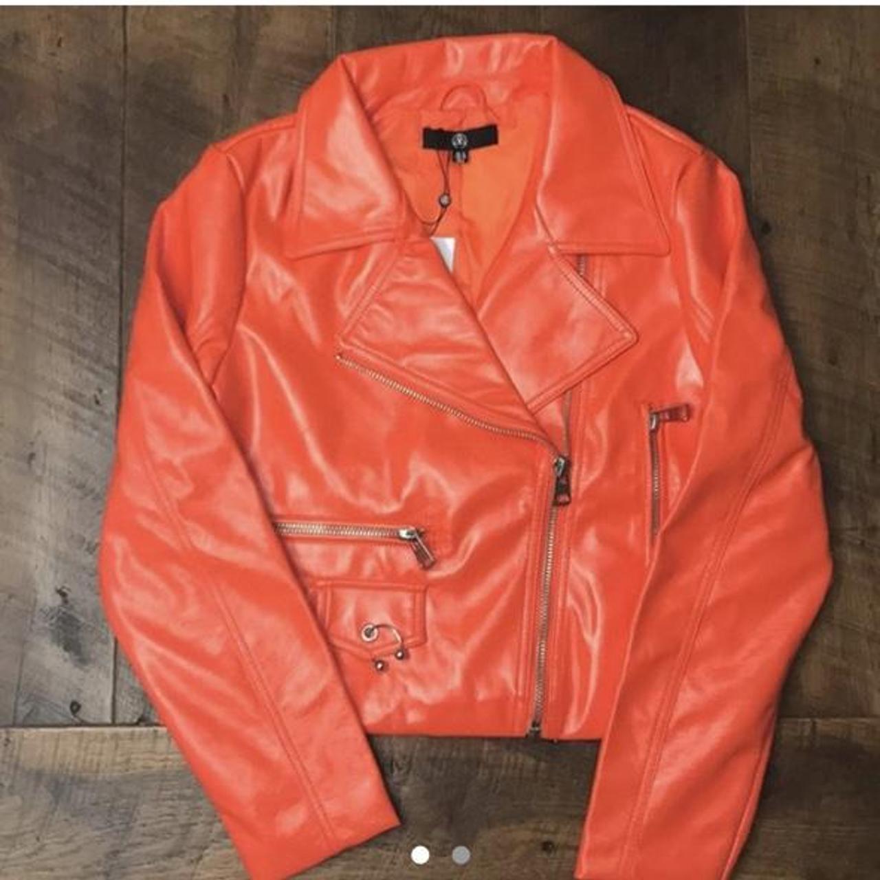 misguided orange vinyl jacket RRP: £30 comes without... - Depop