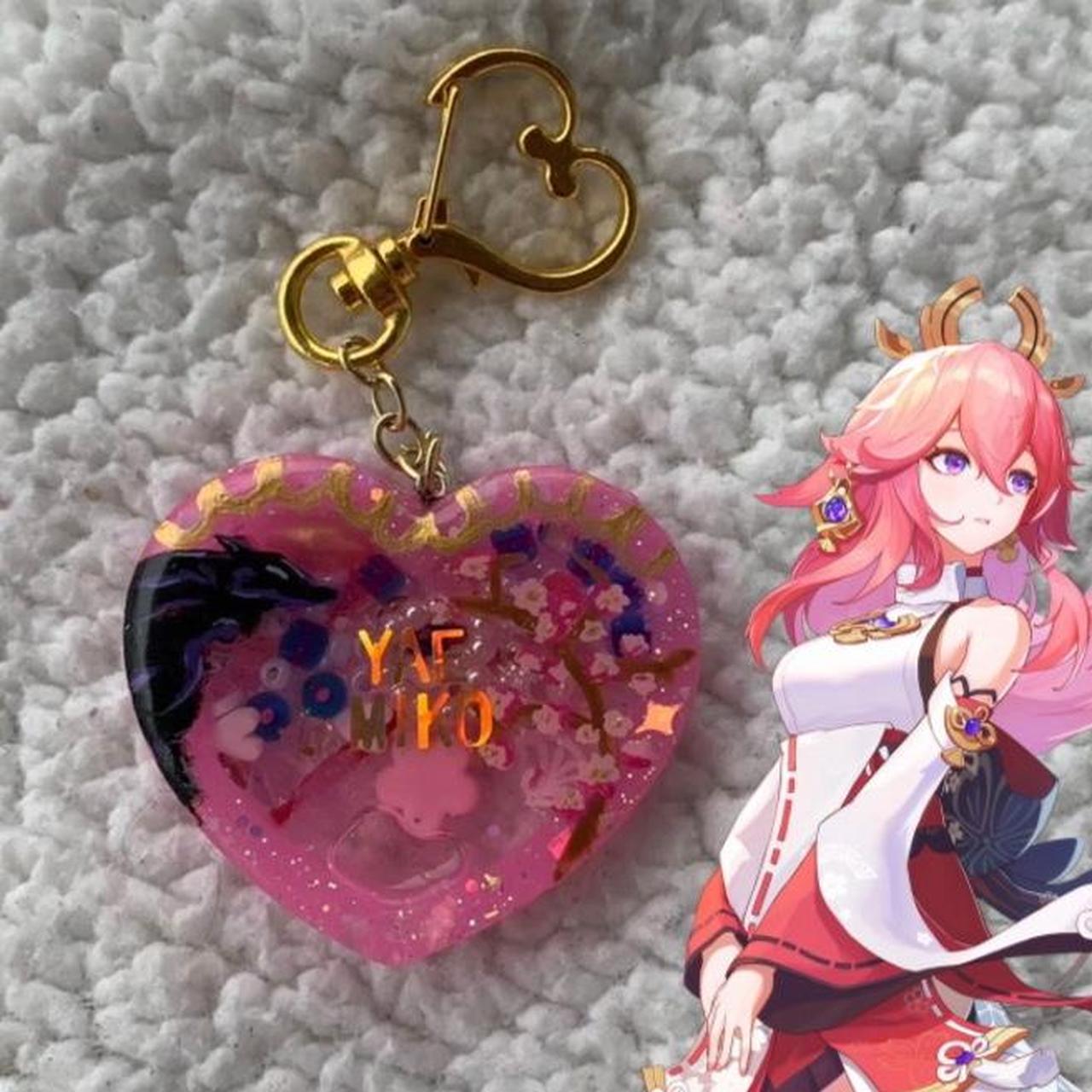 Yae Miko hand painted heart shaker keychain Made by... - Depop