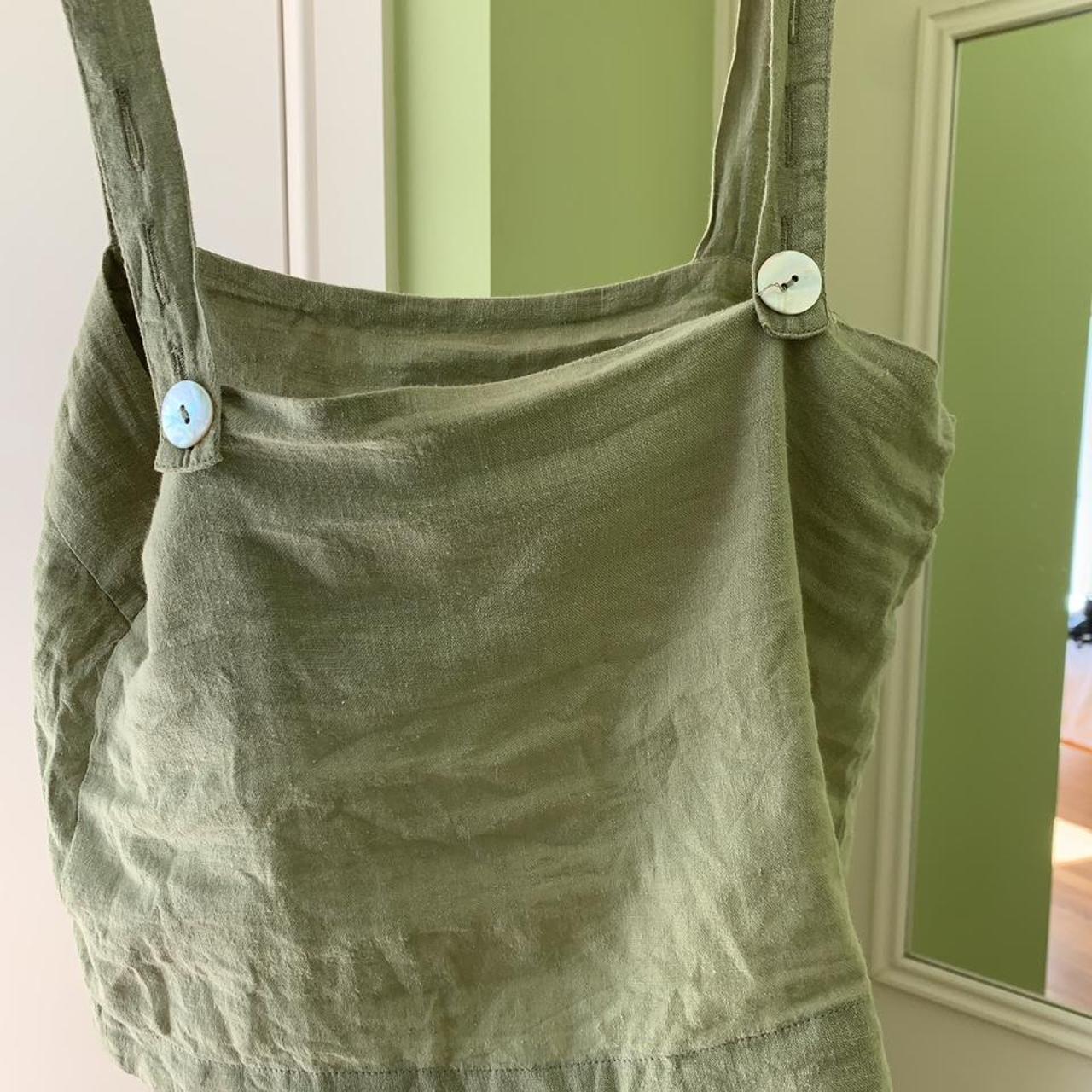 Cutest light green linen top!!!! Adjustable straps... - Depop