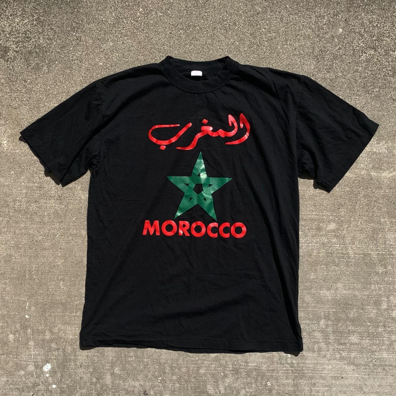 〰️ Morocco Black T-Shirt 〰️ Graphic tee with Morocco... - Depop