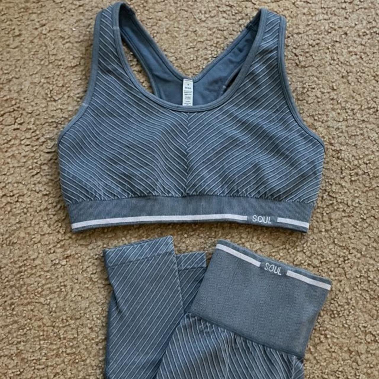 adorable ribbed blue soul cycle workout set top... - Depop