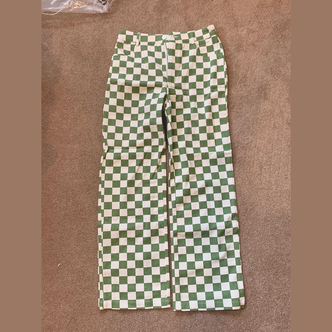 Green checkers jeans. Super comfy. Size M (EU 38, US... - Depop
