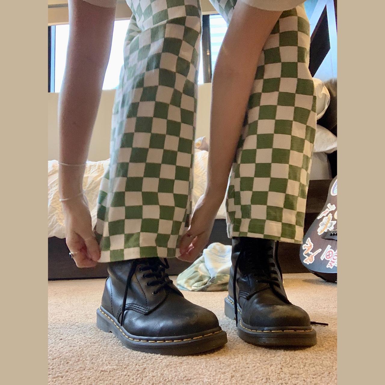 Green checkers jeans. Super comfy. Size M (EU 38, US... - Depop