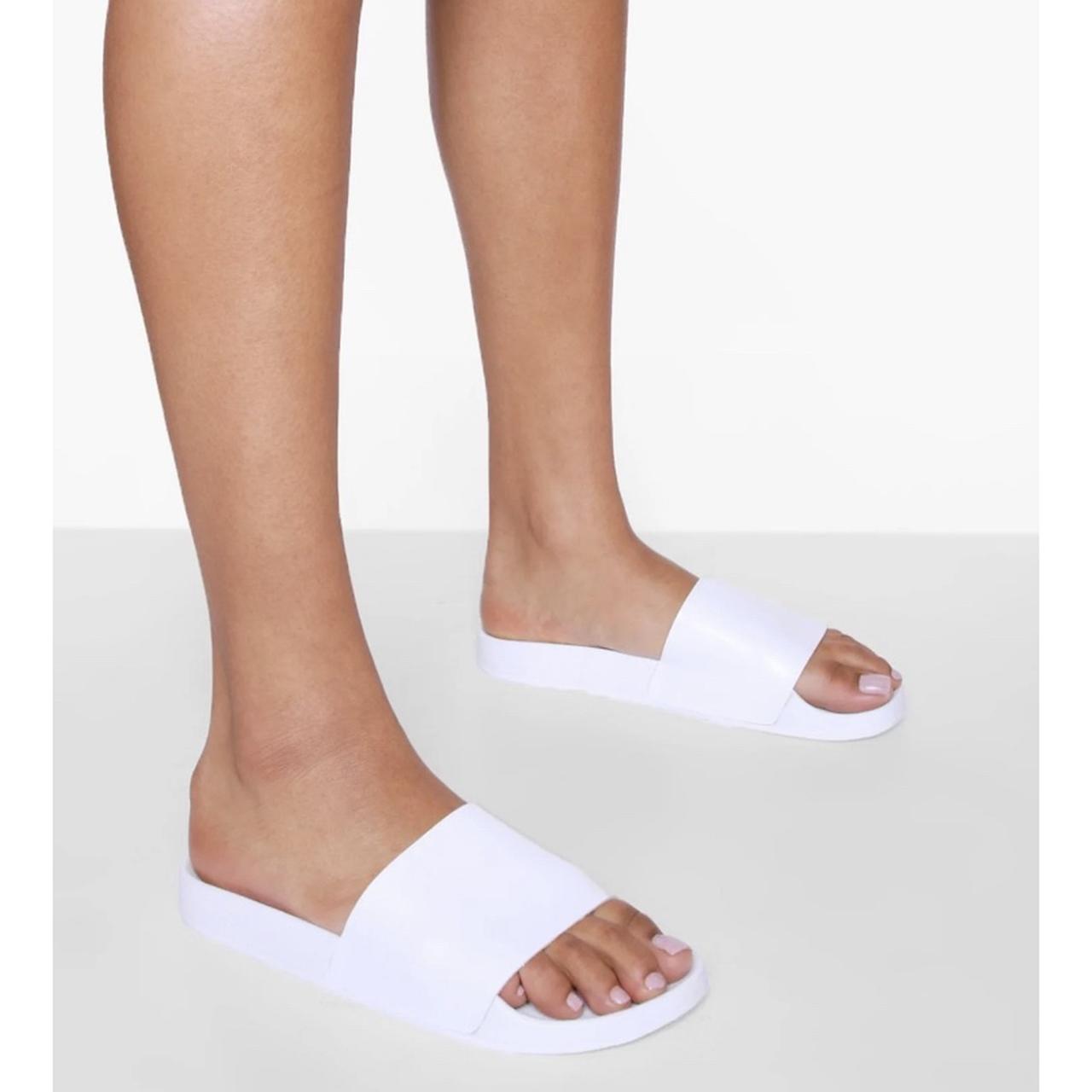 White slides #poolslides #sandals - Depop