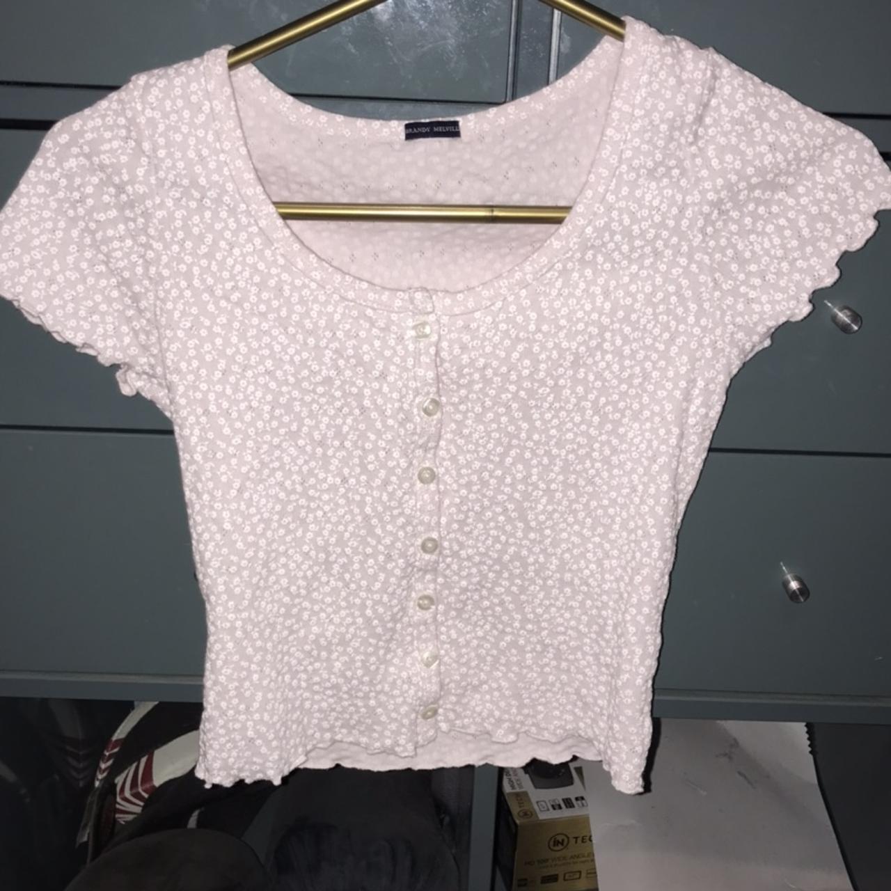 Brandy Melville pink zelly top worn a bit but still... - Depop