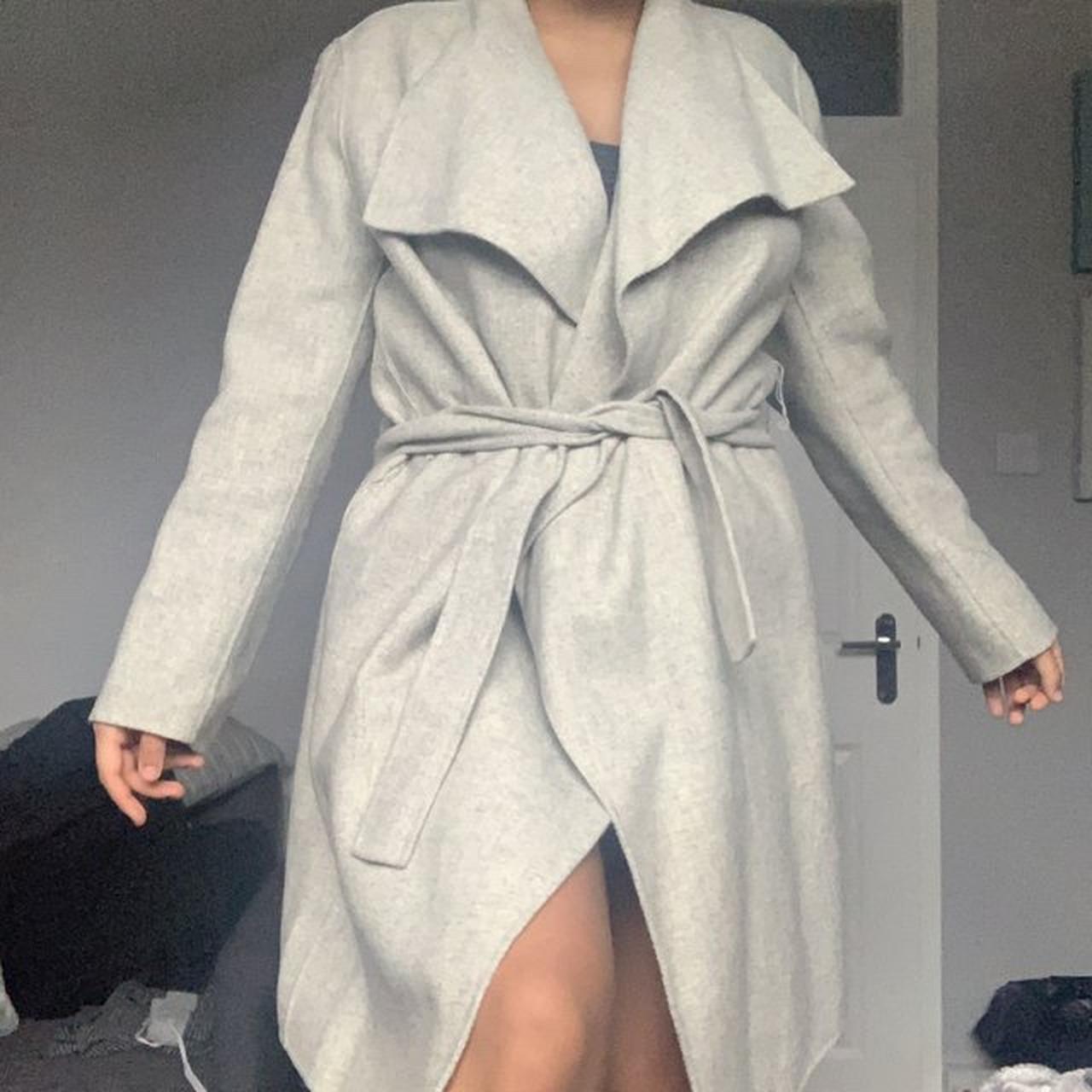 ZARA Women’s Grey Waterfall Coat Size UK L - Fits... - Depop