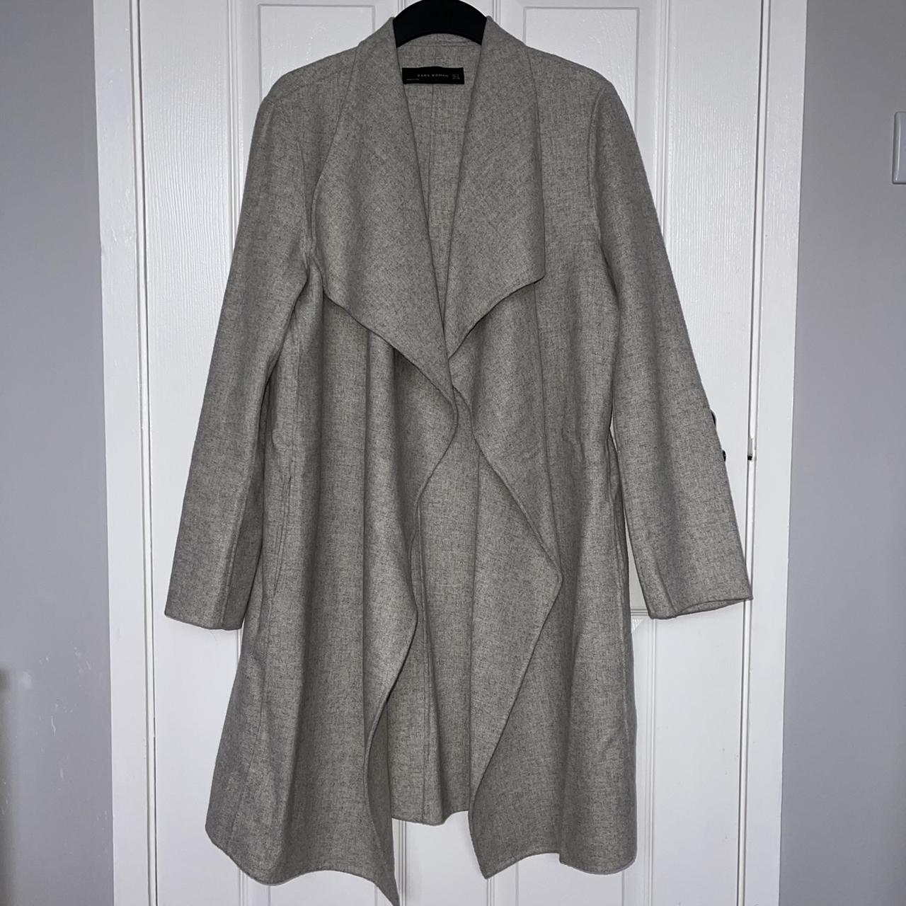ZARA Women’s Grey Waterfall Coat Size UK L - Fits... - Depop