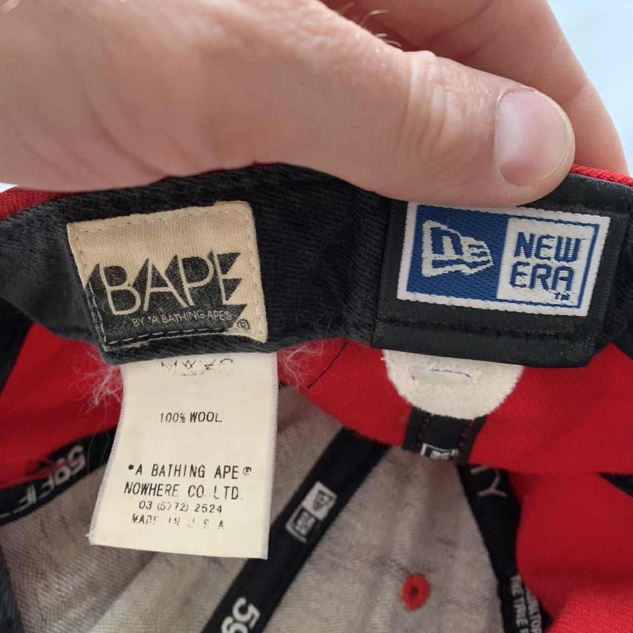 Bape embroidered logo new era wool fitted cap. size... - Depop