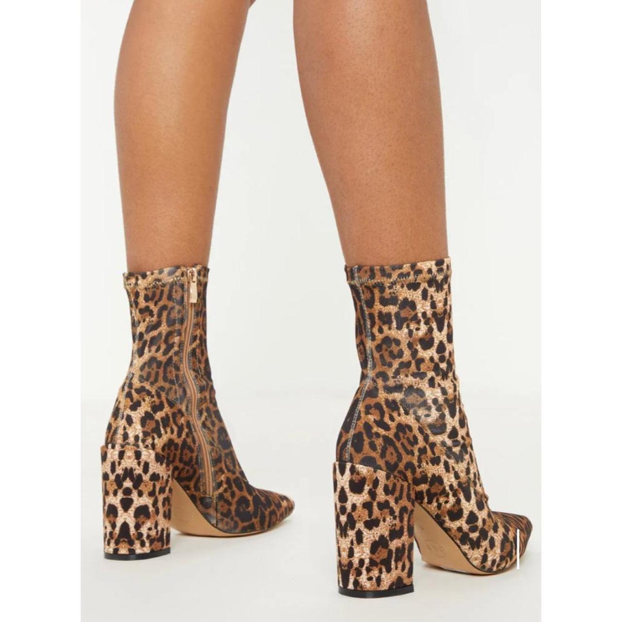 Leopard Mid Heel Point Ankle Sock Boot Worn once - Depop