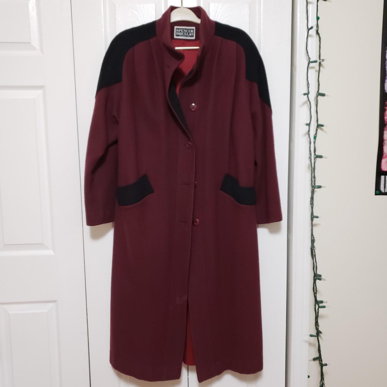 Maroon Wool Coat Spencer Douglas Coat Size:... - Depop
