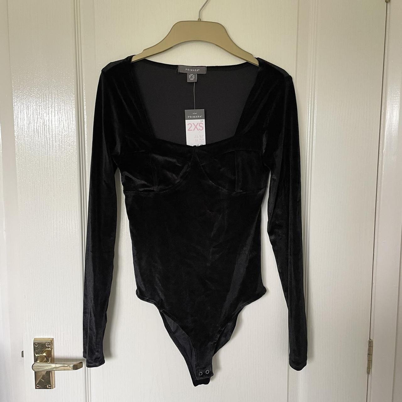 Black velvet body suit from Primark Never worn,... - Depop