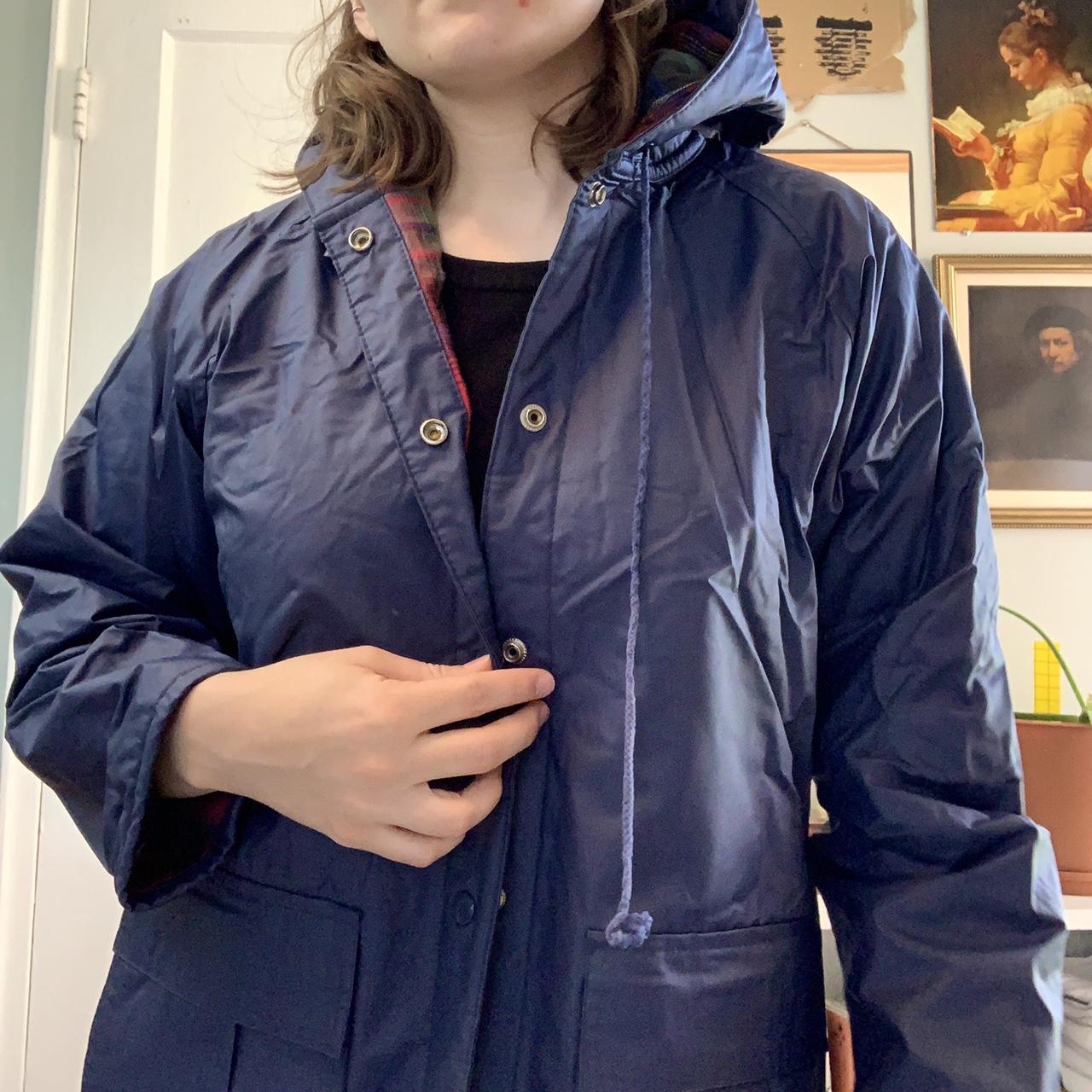 NAVY FLANNEL LINED RAIN COAT the classic raincoat... - Depop