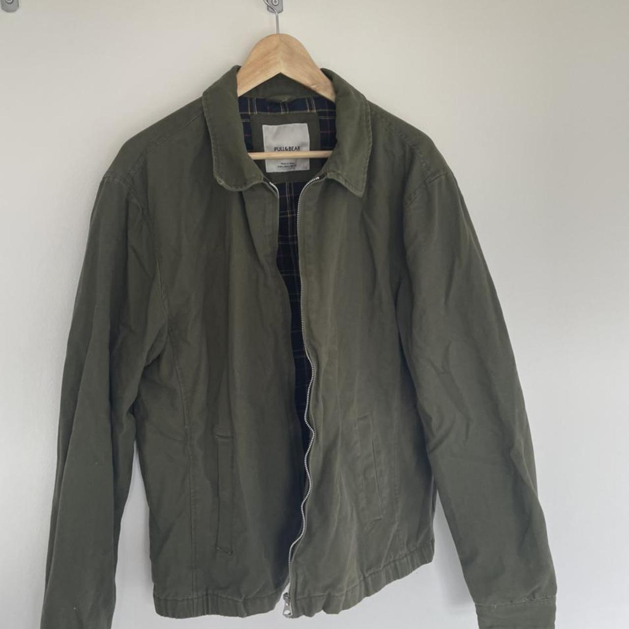 Pull & Bear Smart Zip-Up Heavyweight Jacket Khaki... - Depop