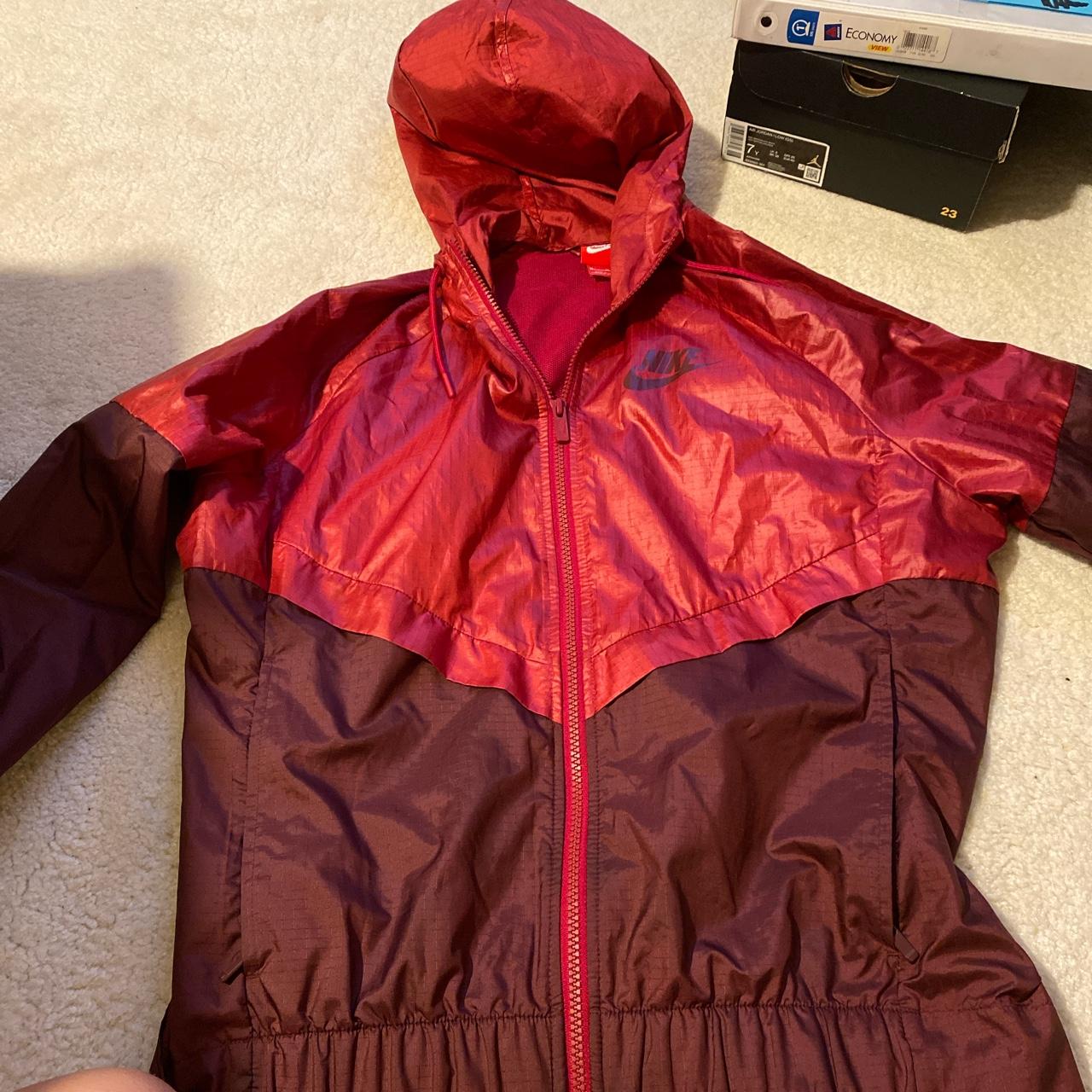 Dark burgundy nike wind breaker, pretty new and only... - Depop