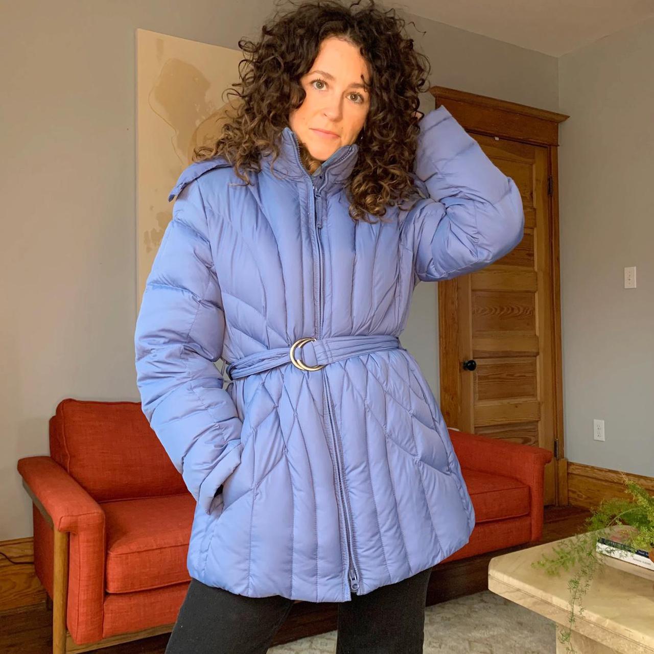 L.L. bean periwinkle belted puffer down jacket.... - Depop