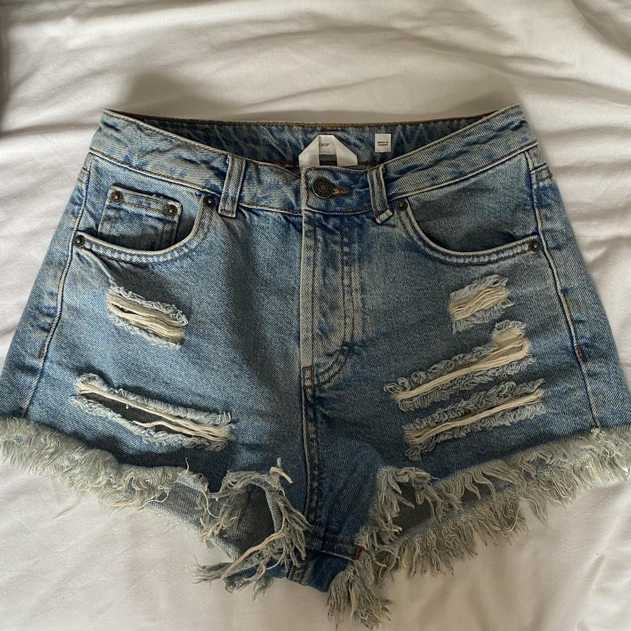 subdued distressed denim shorts size 25 on label,... - Depop