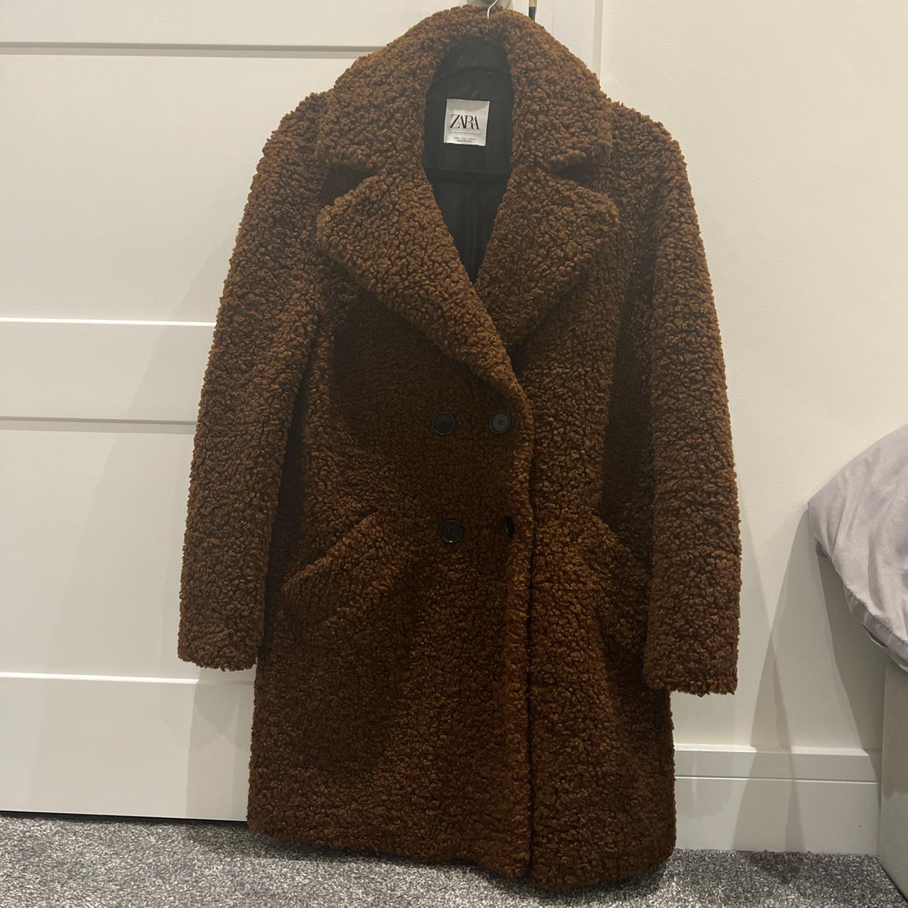 Zara Brown Borg Coat Teddy bear jacket Perfect... - Depop