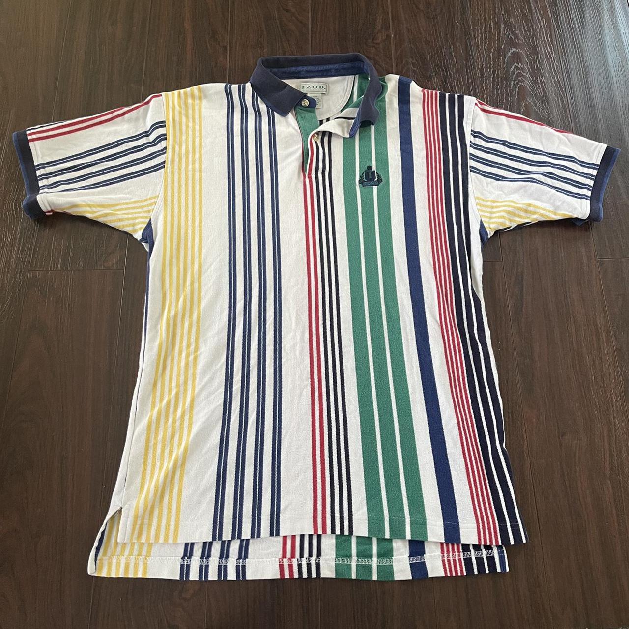 Vintage 90s Color Block Vertical Stripe IZOD Polo... - Depop