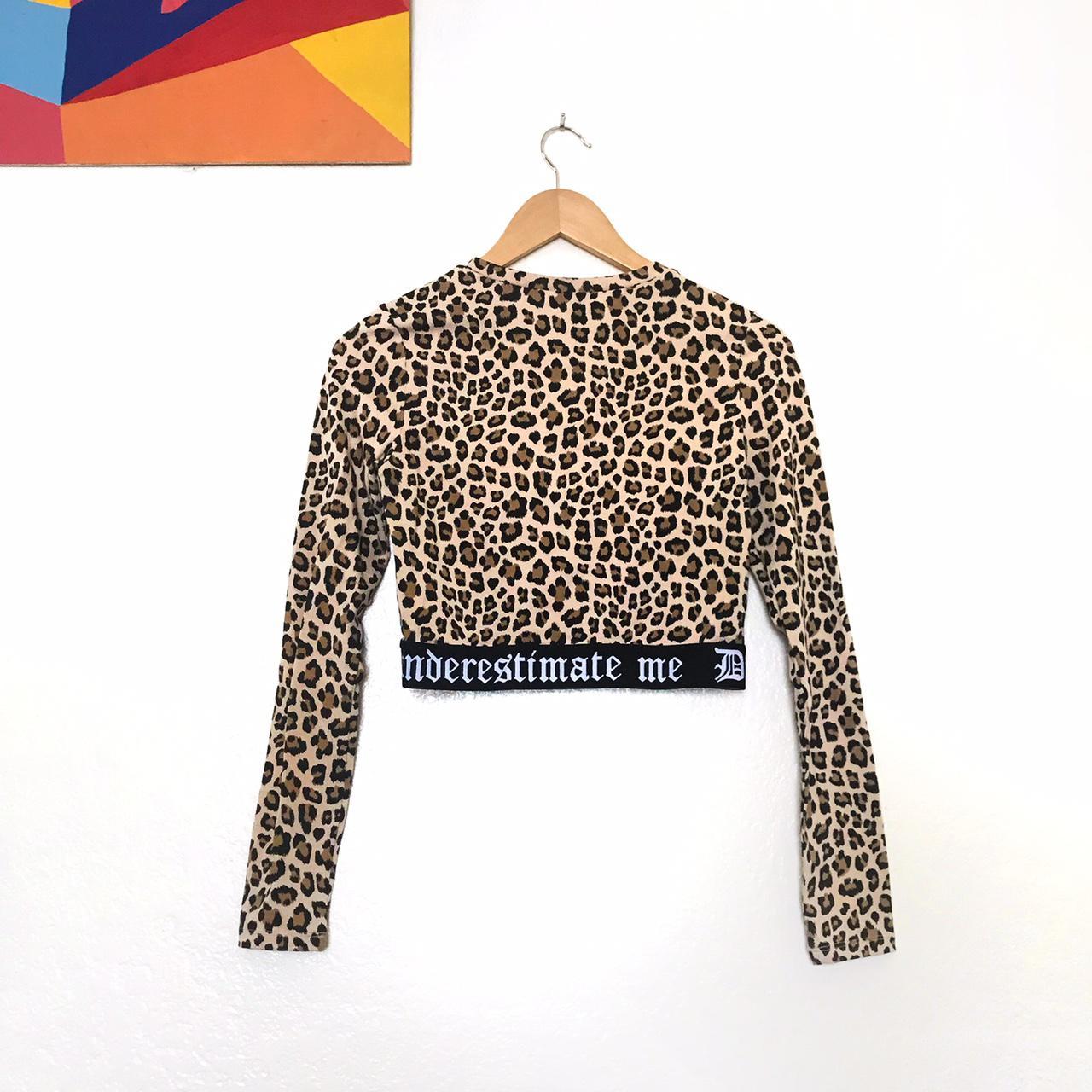 Leopard Pattern Long Sleeve Crop Top π Size Depop
