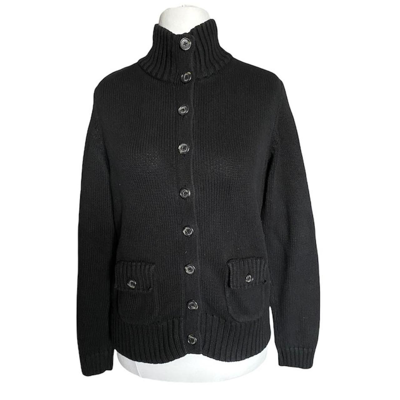 Vintage Chaps knit cardigan Black button knit... - Depop