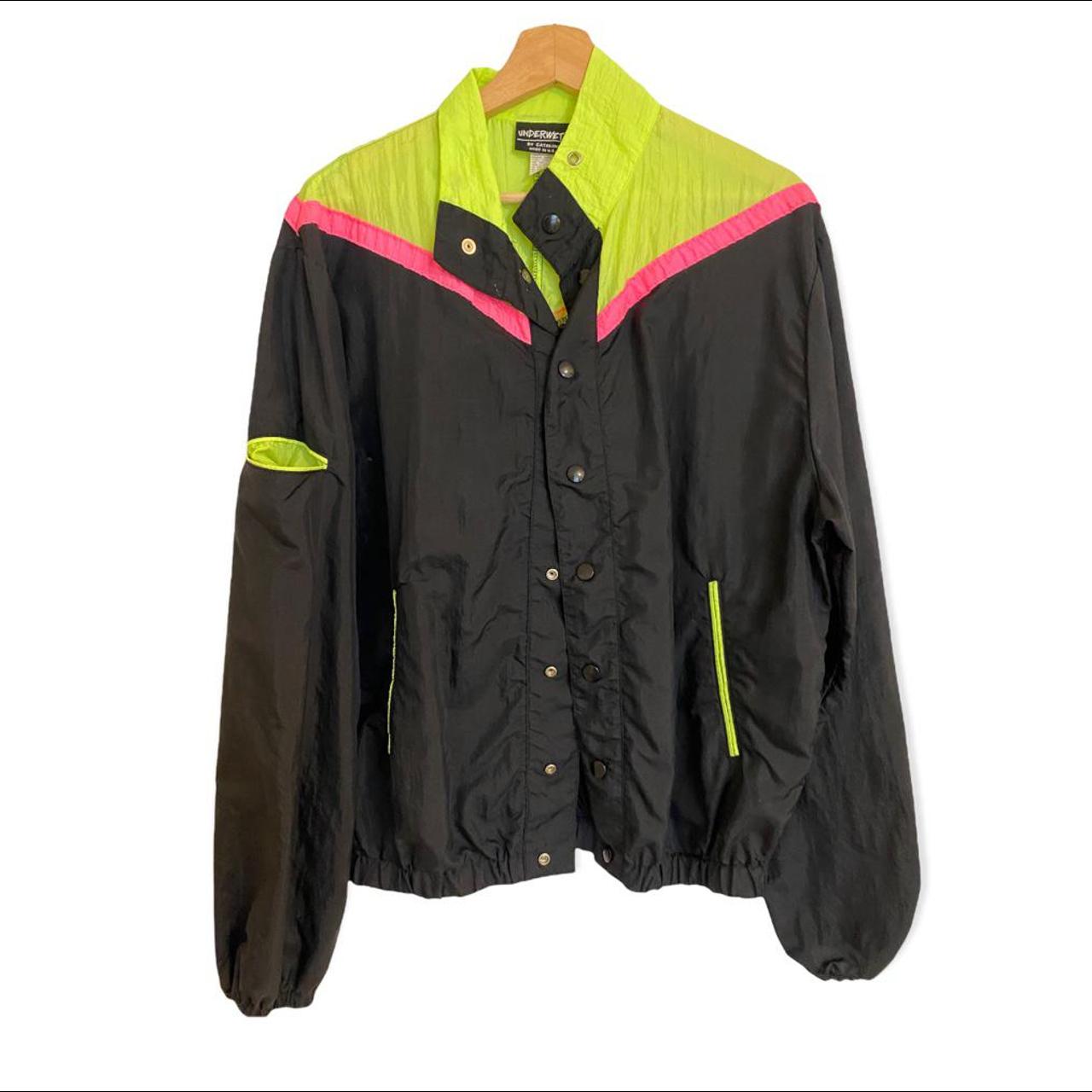 Thrifted Retro Neon 80s windbreaker. Fits... - Depop