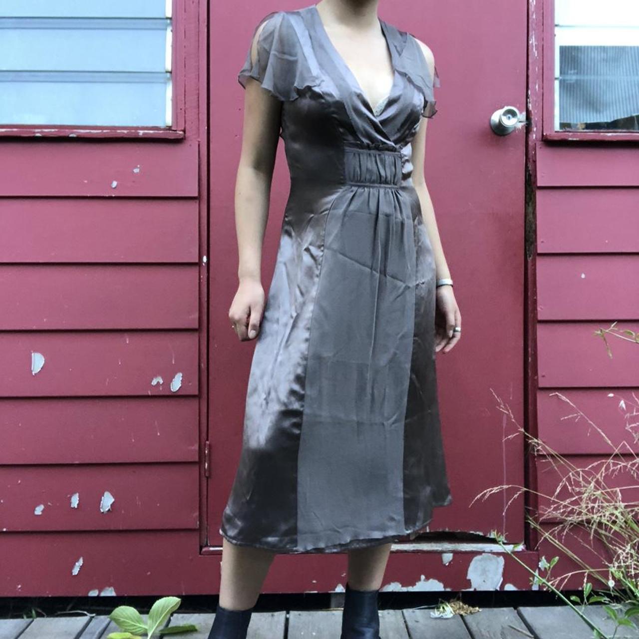 Womens Grey And Brown Dress Depop