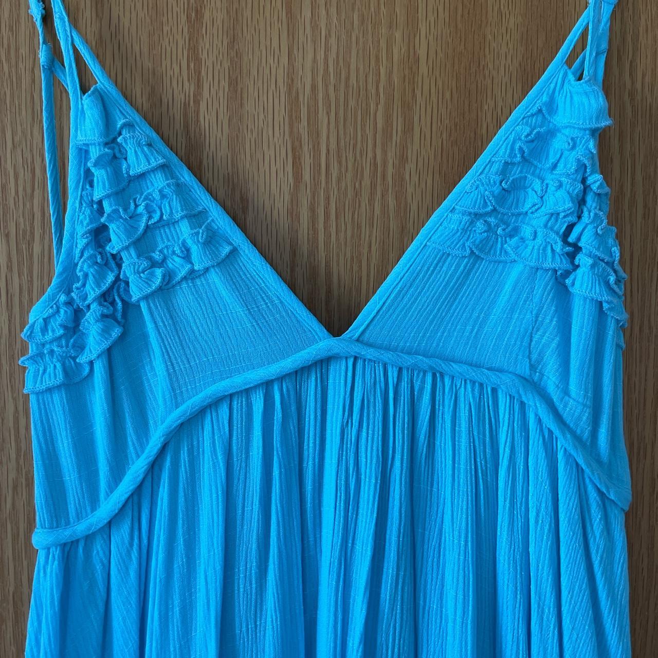 BLUE RUFFLE MINI DRESS Boho Ruffle dress from... - Depop