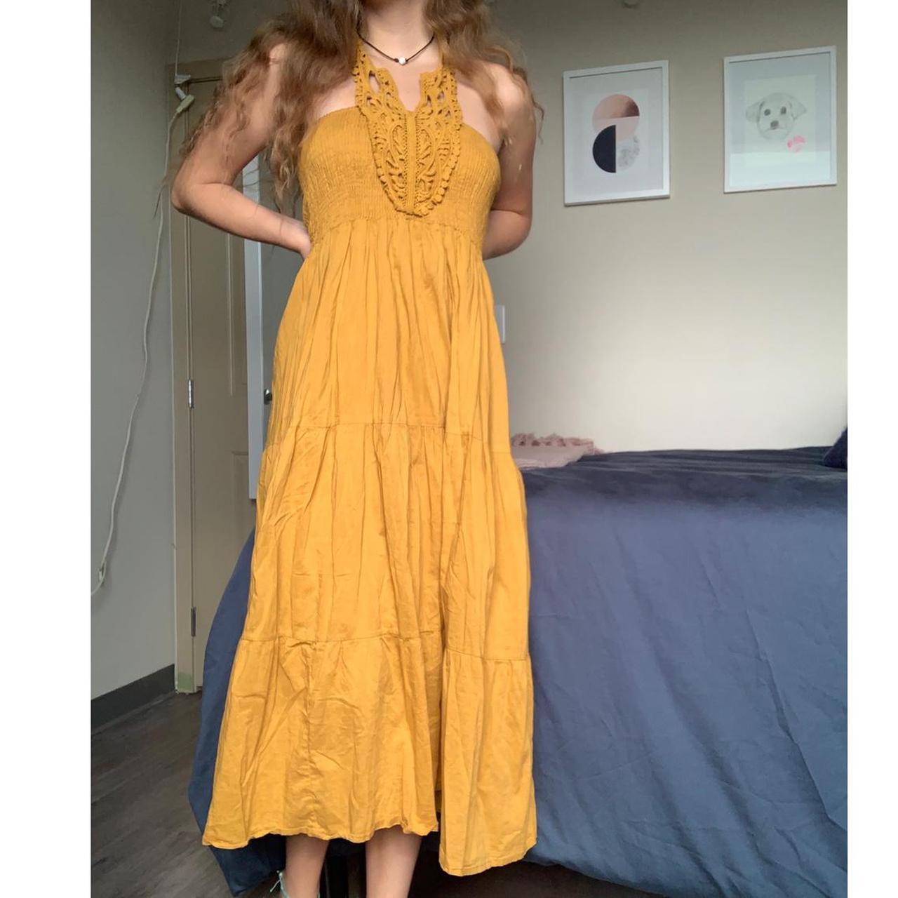 yellow earthbound midi dress FREE SHIPPING in... - Depop