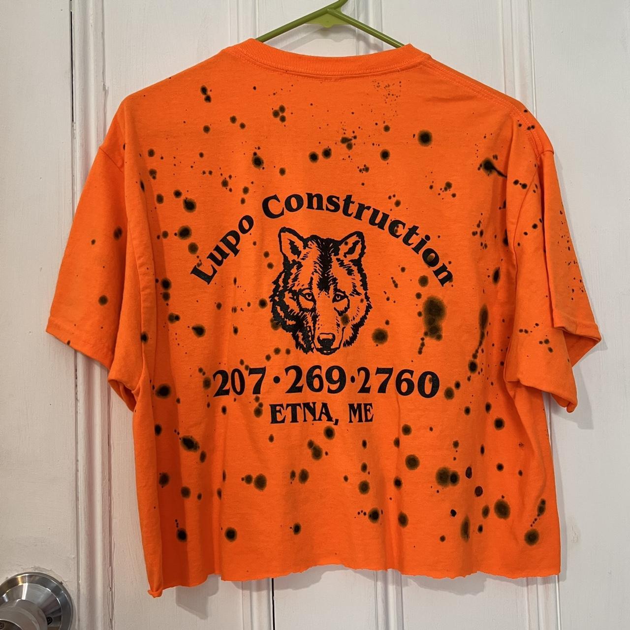 Lipo construction wolf logo Maine worker shirt heron... | Depop