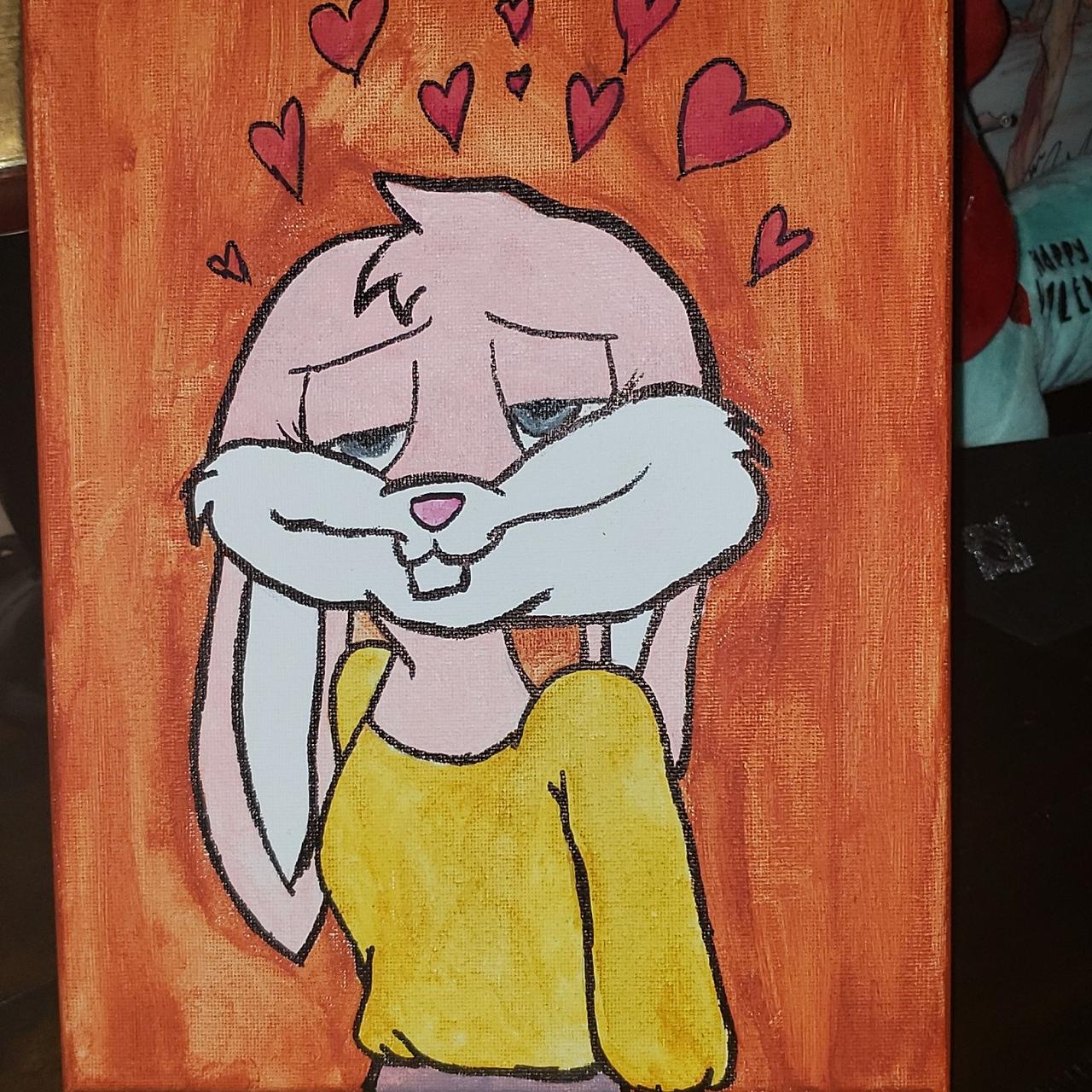 Hand painted aesthetic Lola Bunny painting. Canvas... - Depop
