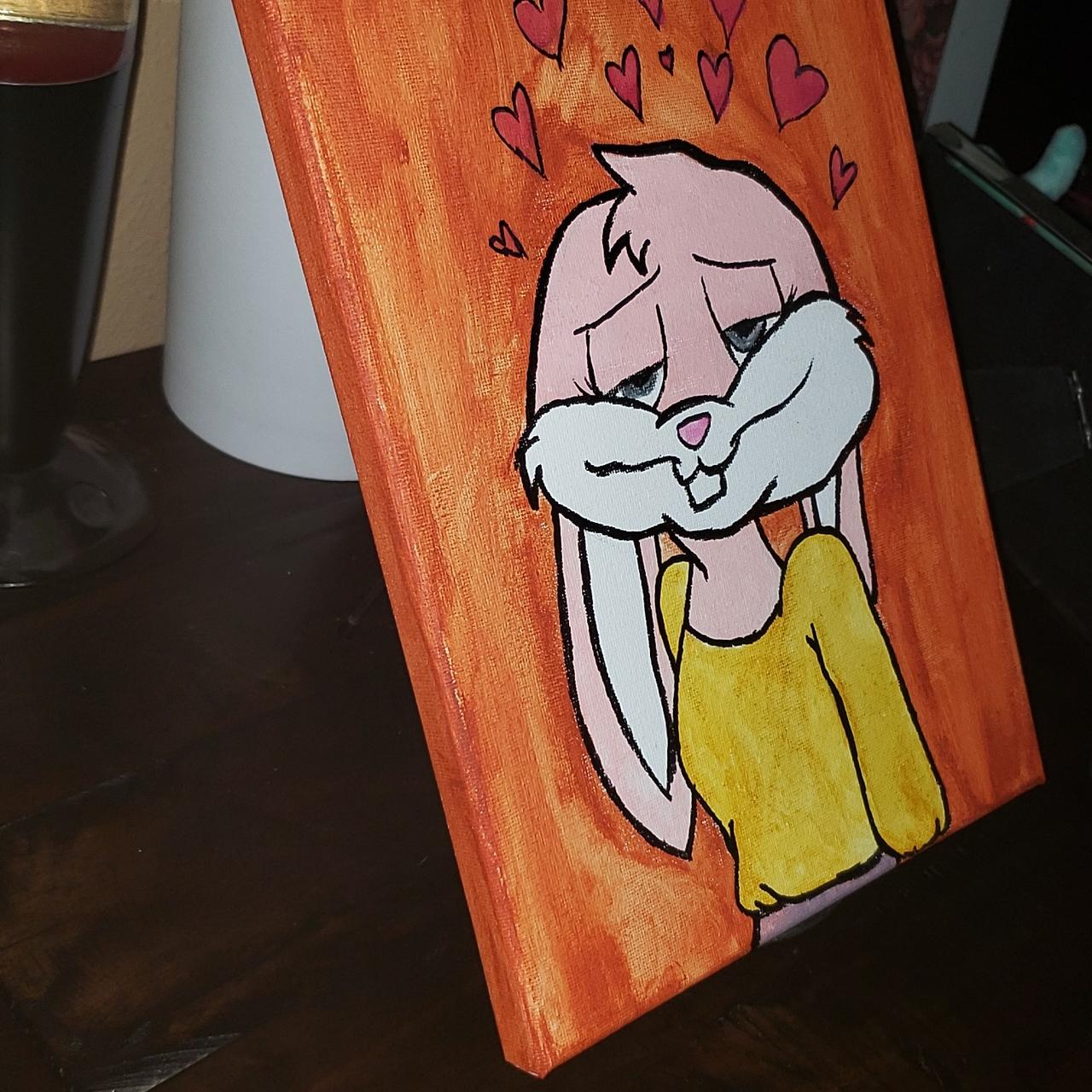 Hand painted aesthetic Lola Bunny painting. Canvas... - Depop