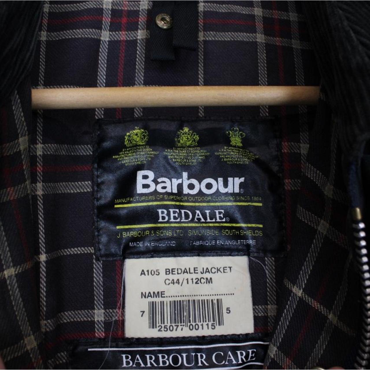 Vintage 90s Barbour Bedale Navy Blue Wax Jacket ... - Depop