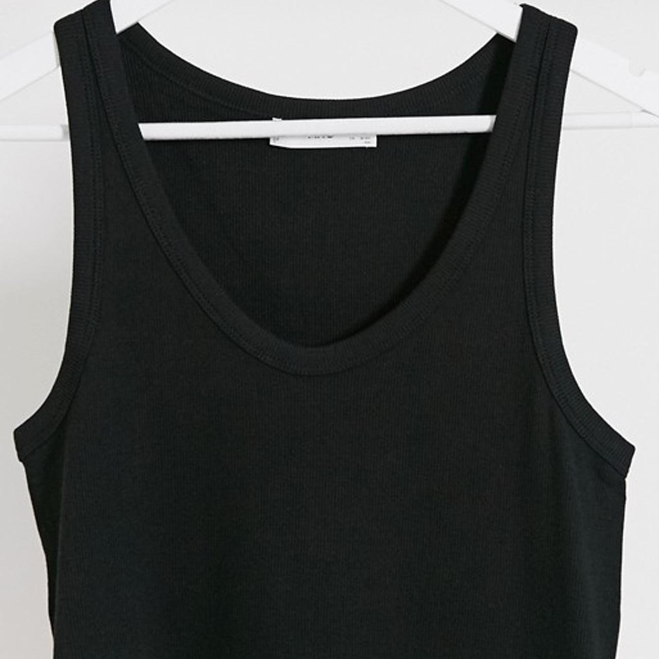 Mango ribbed scoop neck tank in black. New with tags. - Depop