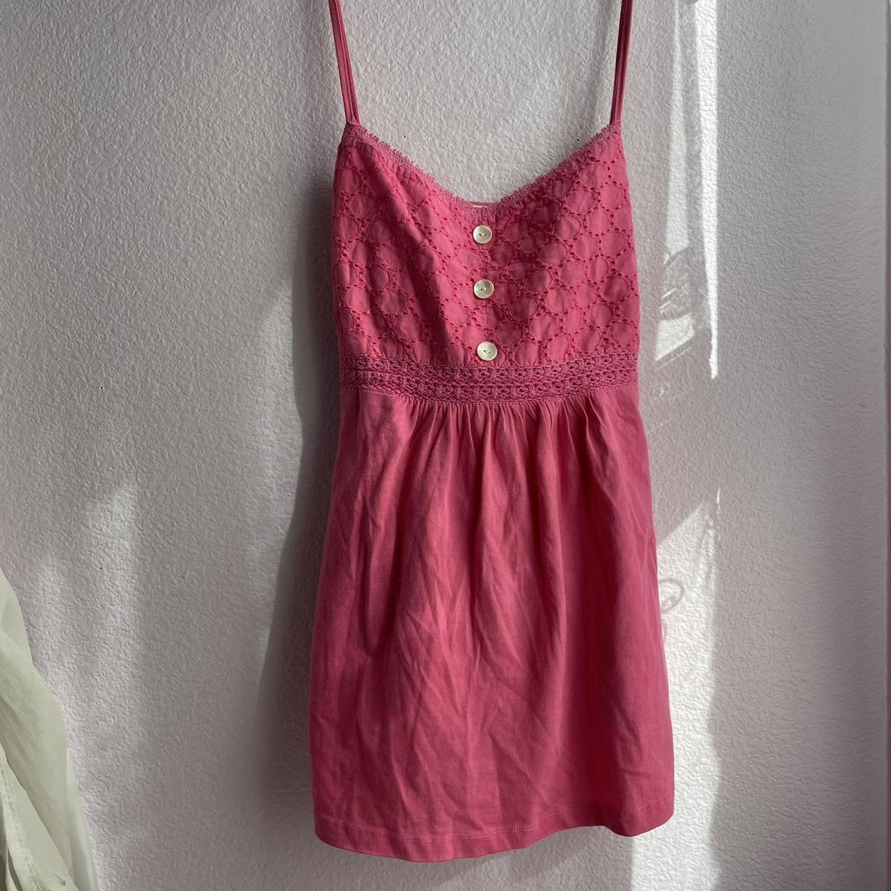 vintage pink 2000s tank top with straps to tie in... - Depop