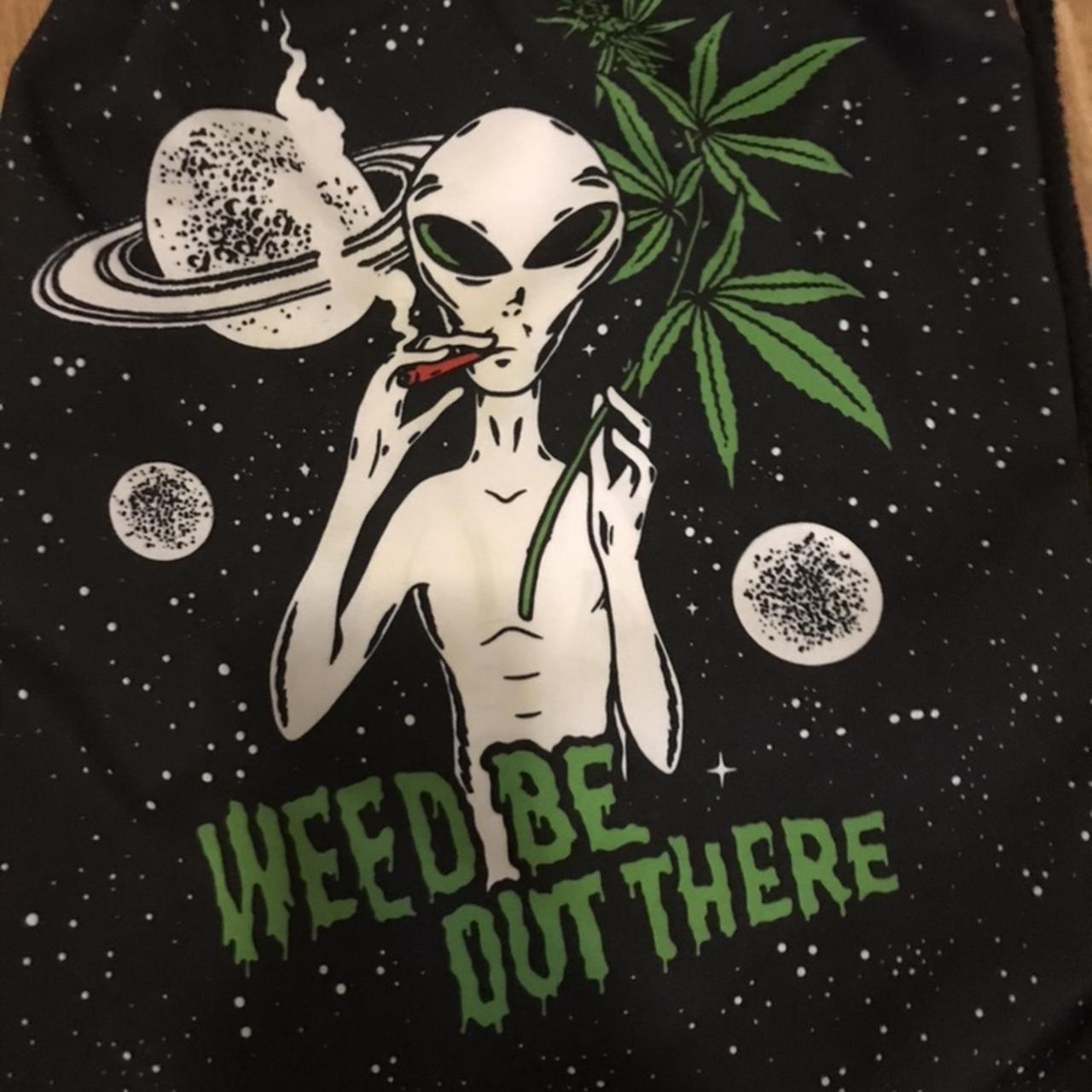 Alien weed be out there draw string bag #alien #420 | Depop