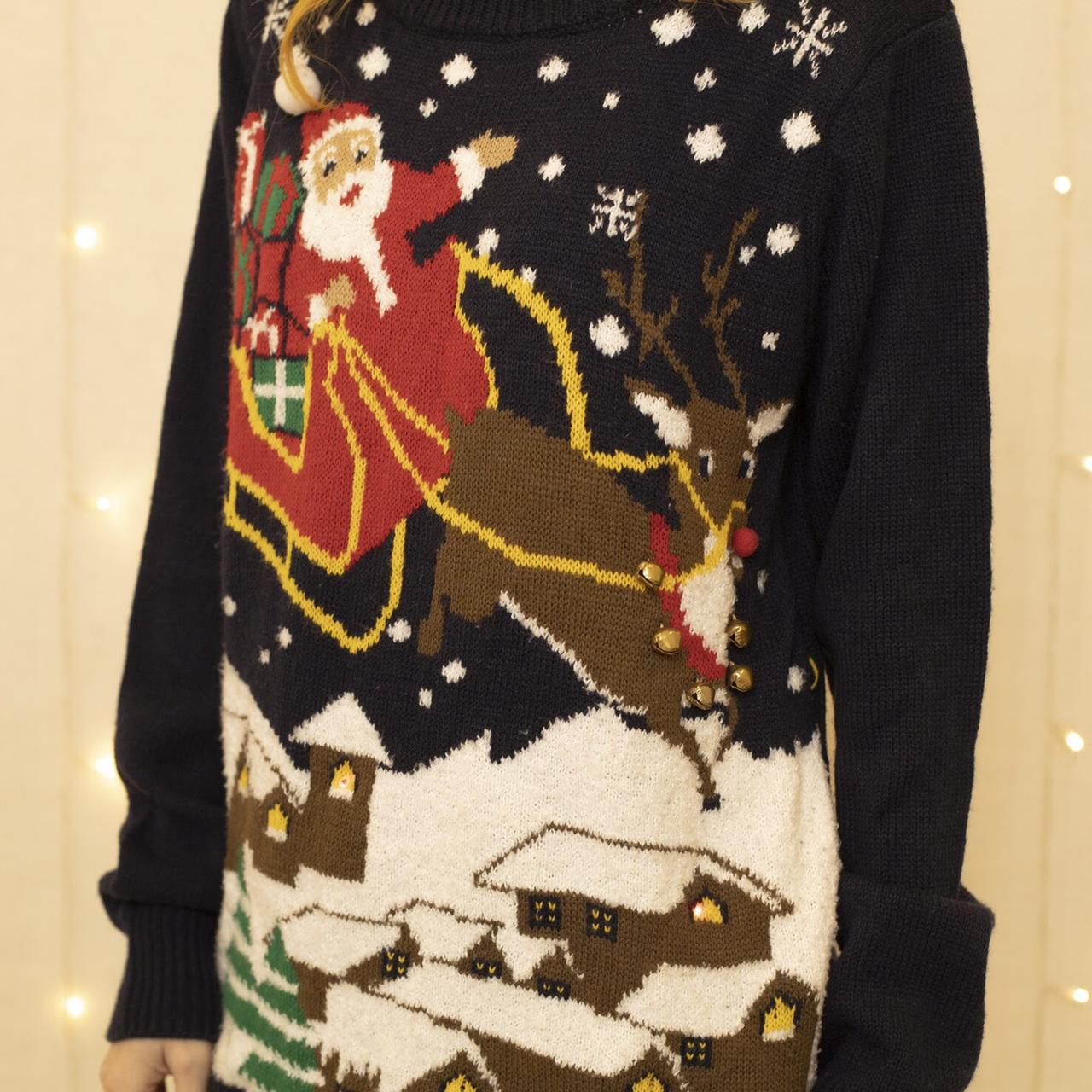 THE RUDOLPH SWEATER Light-Up Santa and Reindeer... - Depop