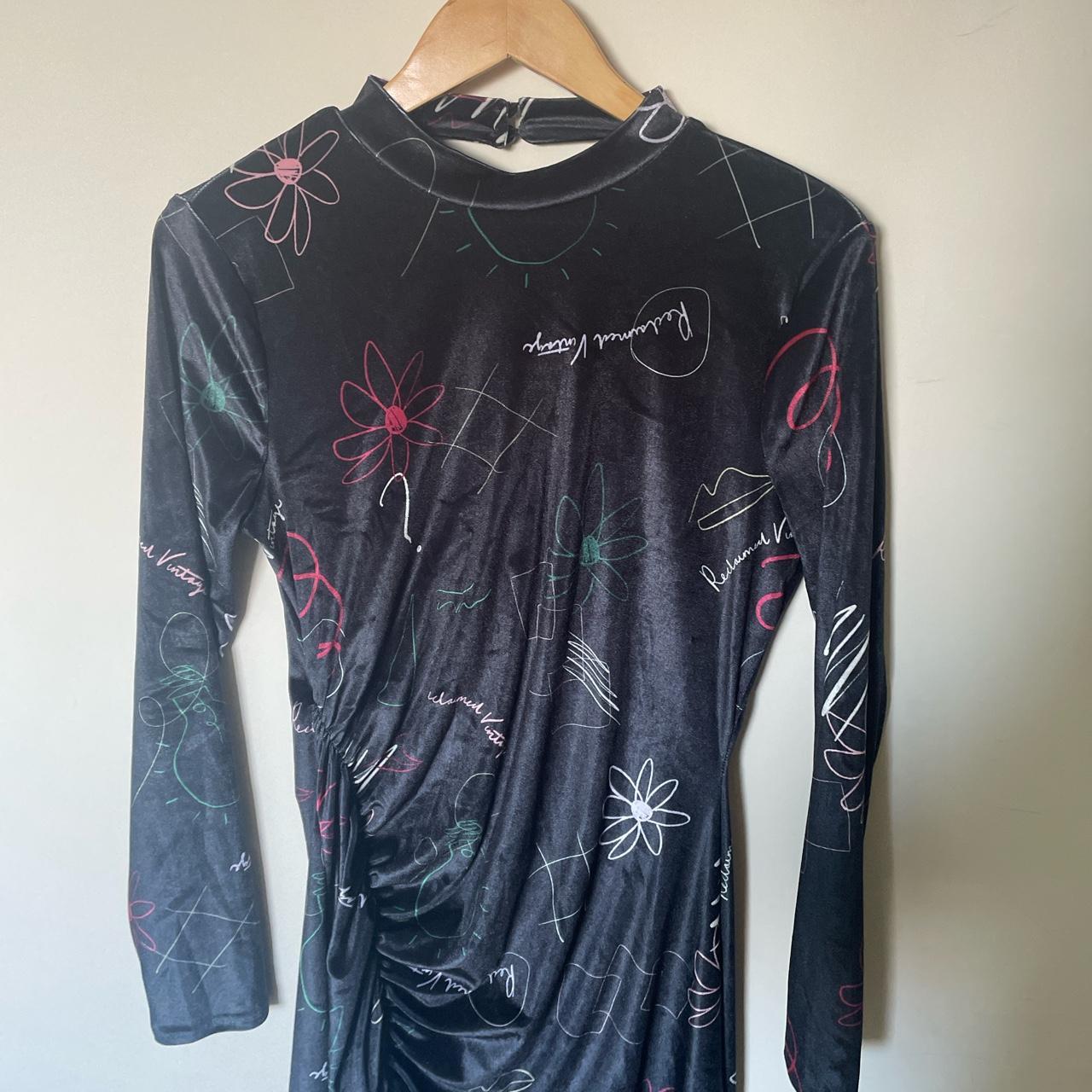 Amazing velvet 90s doodle dress with ruched side,... - Depop