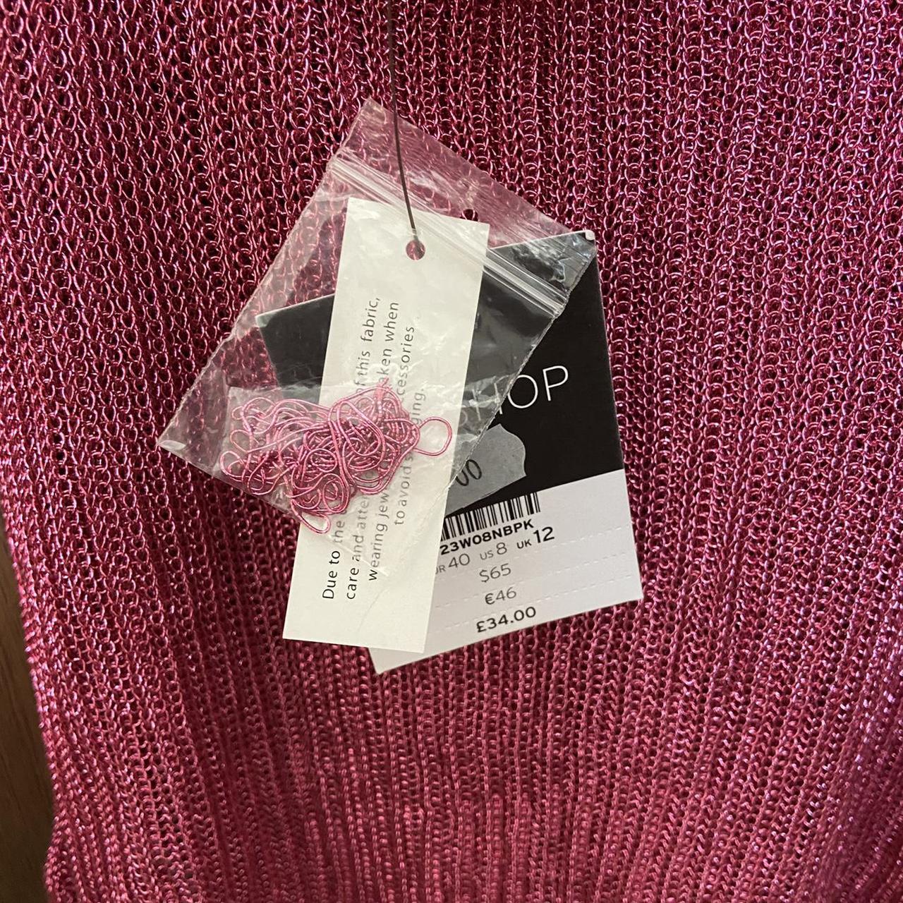 Metallic pink woven mesh top Topshop In... - Depop
