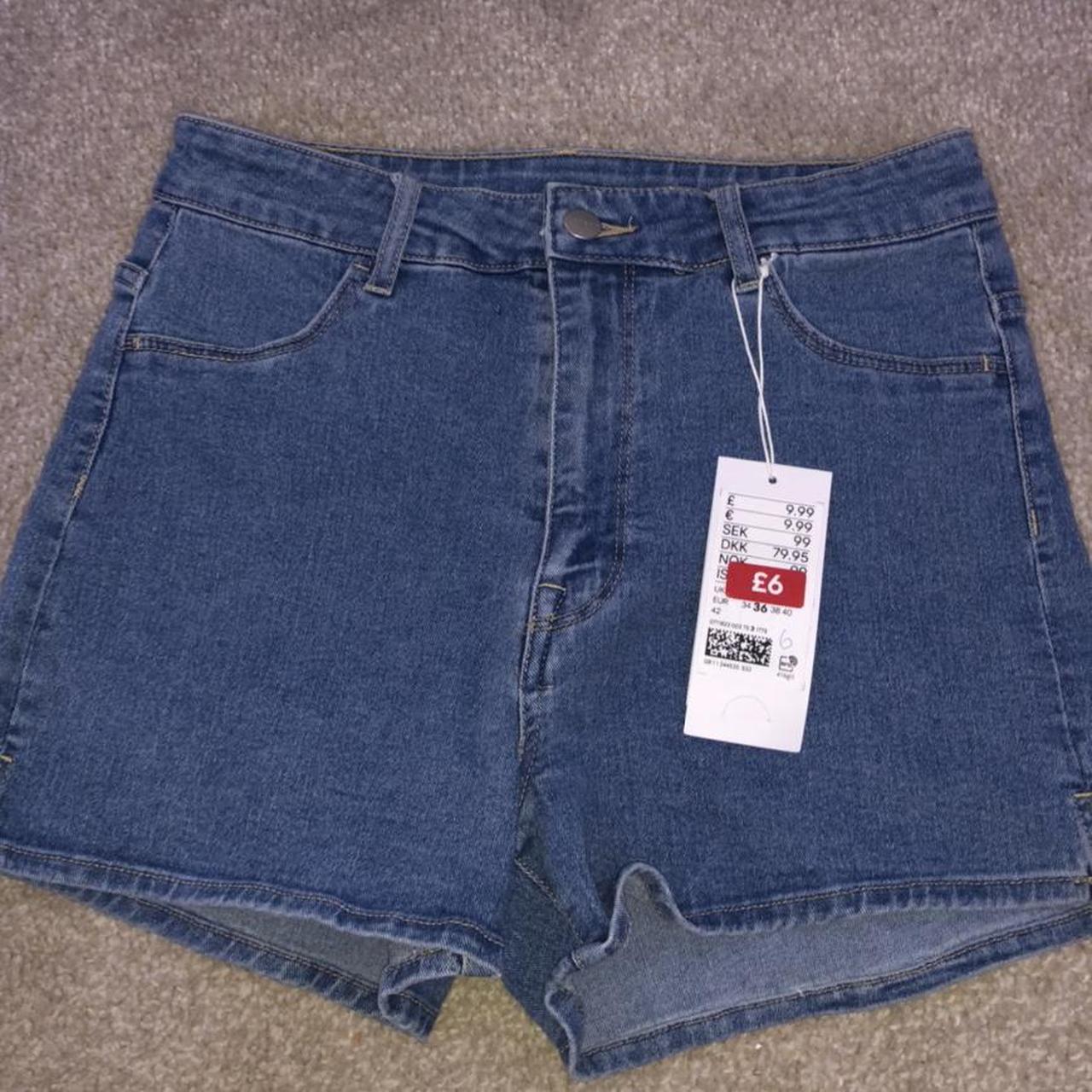denim shorts size 6 from H&M, perfect condition... - Depop