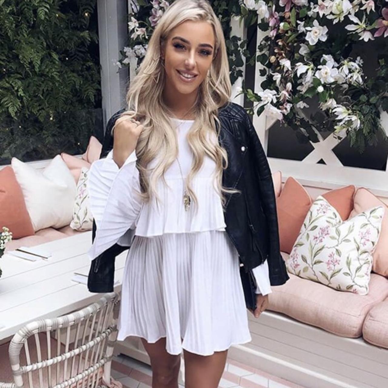 White pleated swing dress!! Never worn! Only selling... - Depop