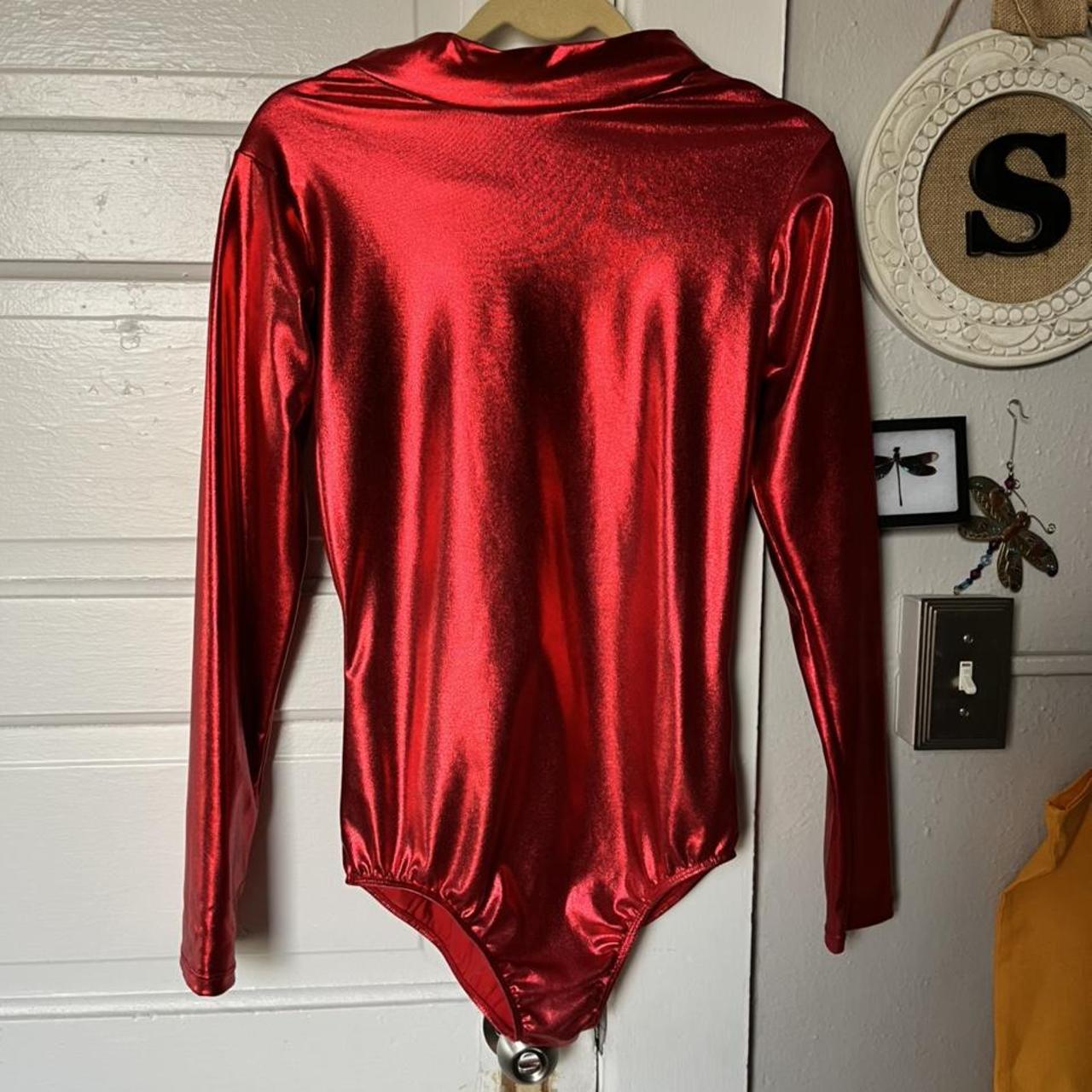 Long sleeve shiny red body suit. Great for Halloween... - Depop