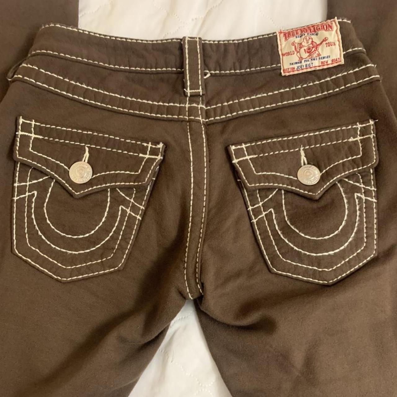 literally insane brown true religion jeans with... - Depop