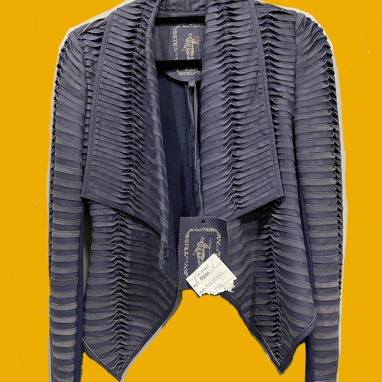 Real #leather beautiful blue designer jacket. Never... - Depop