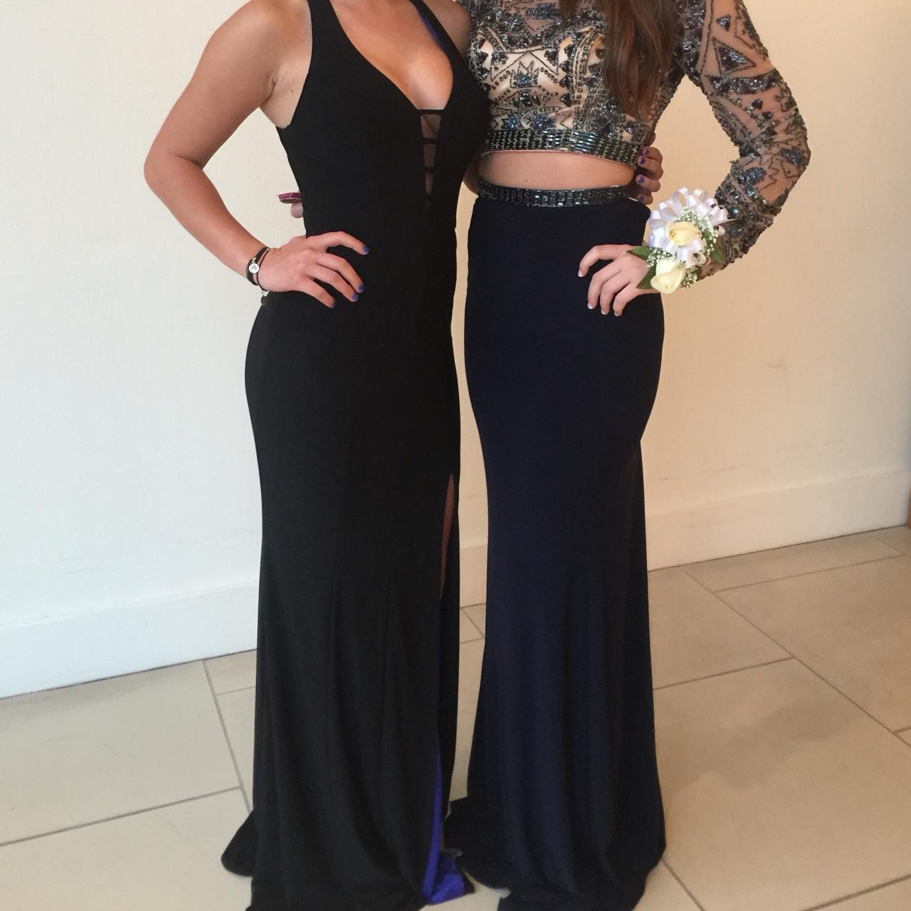 Second prom dress on the left. Size 2 with a slit on... - Depop