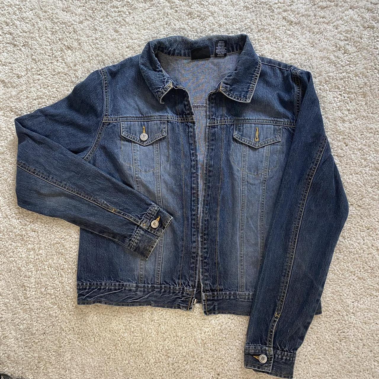 💙vintage jean jacket with zipper ~~ 💙this gorgeous... - Depop