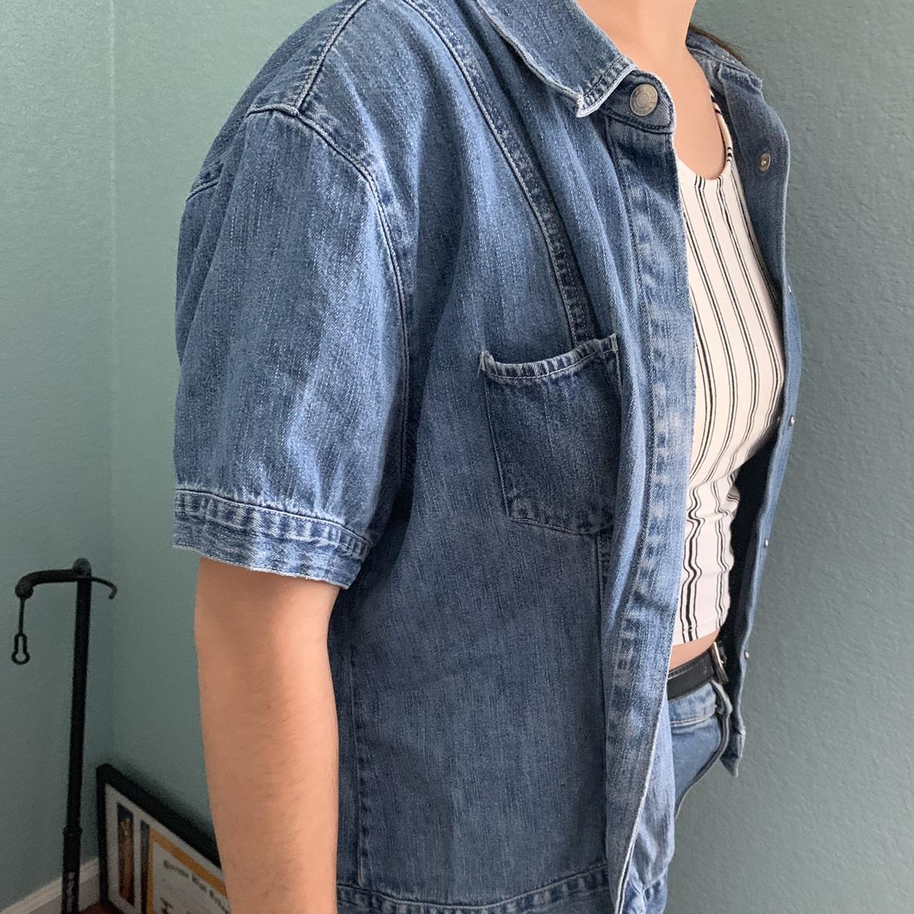 Denim short sleeve button up shirt! - Depop