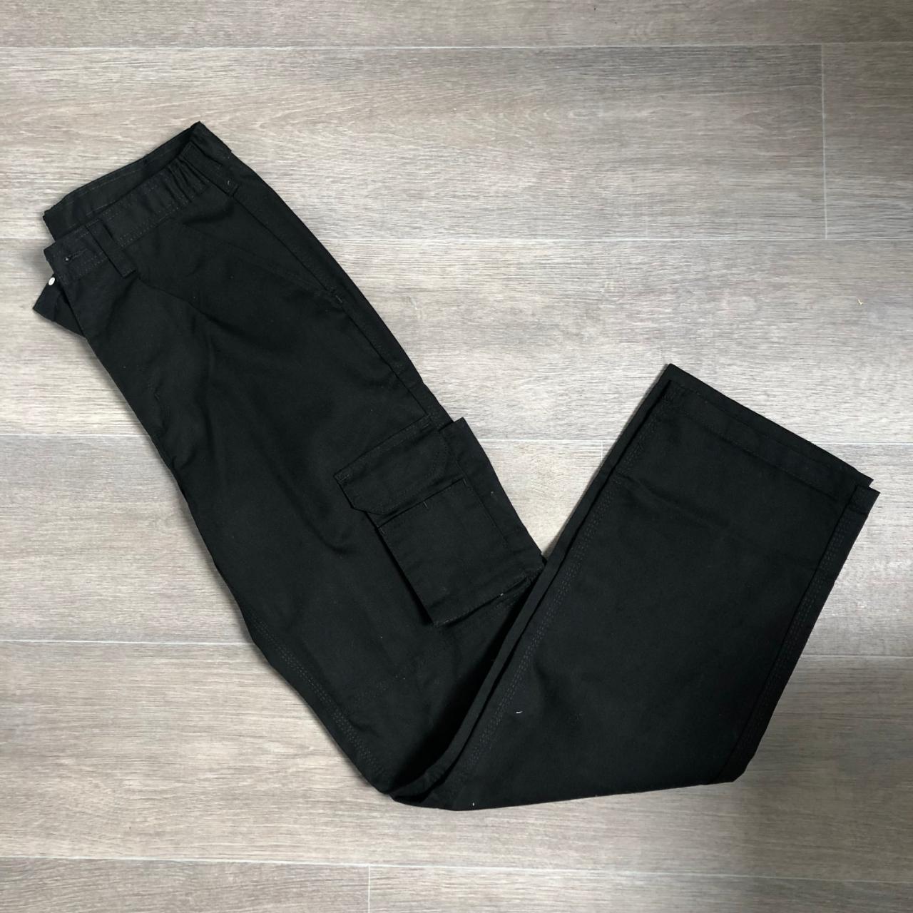 Black Cargos Mens Minimal Wide Leg Black Cargos 32"... - Depop
