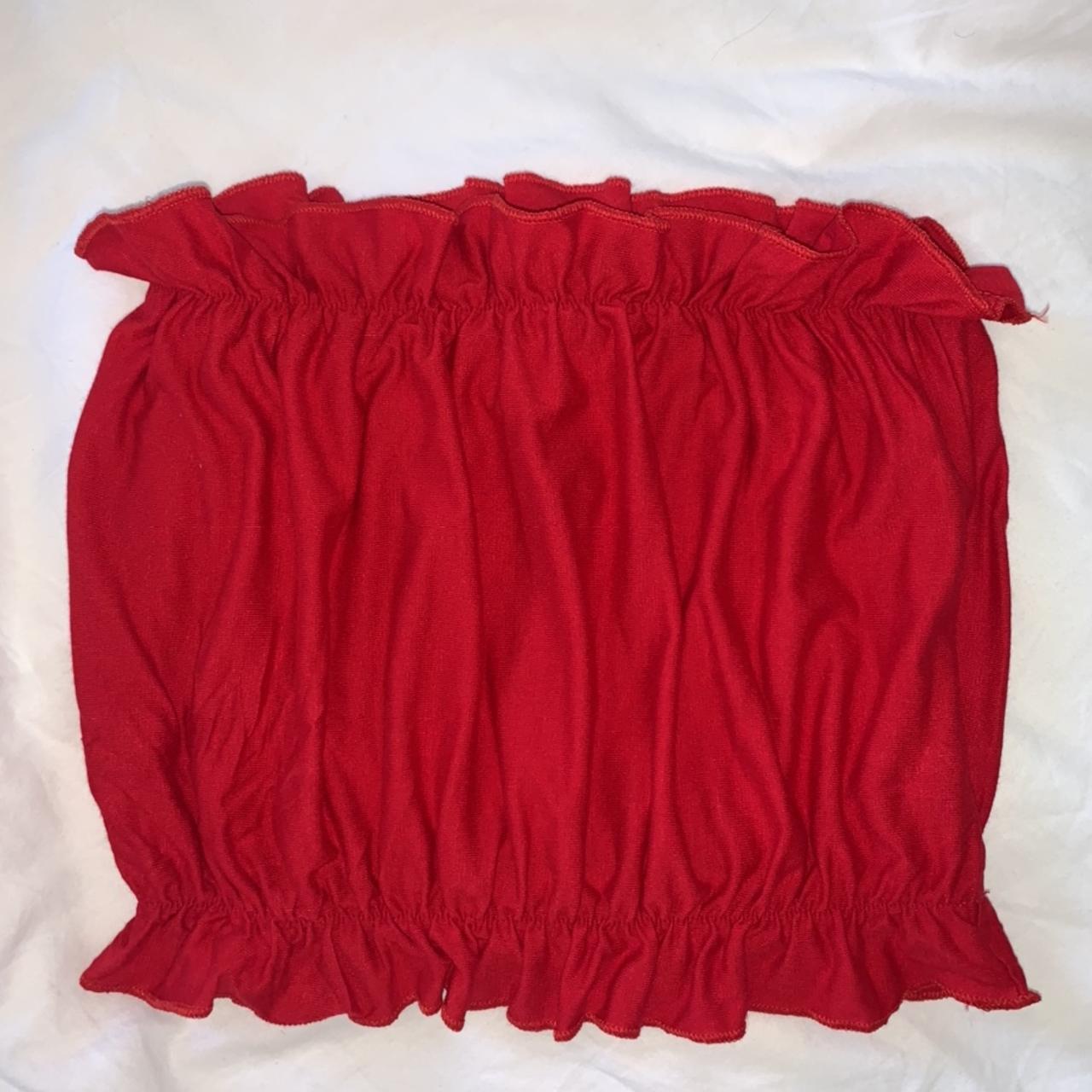 Pretty Little Thing frilly stretchy bandeau size 6... - Depop