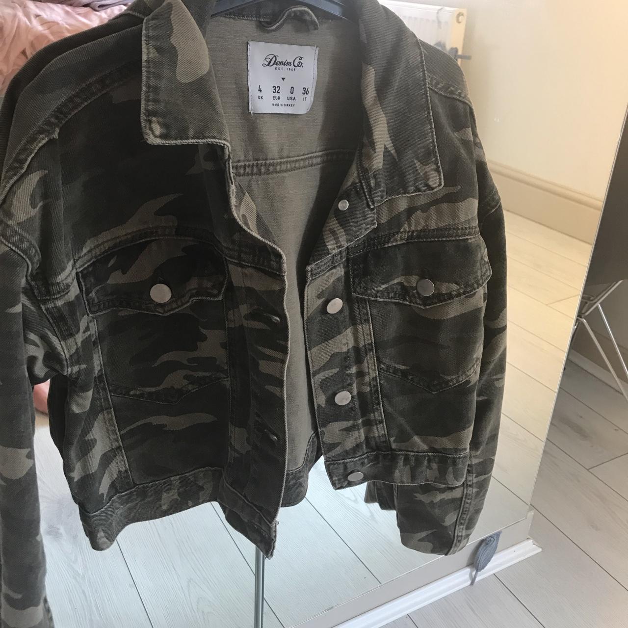Camo denim jacket Can fit a 4/6 Good condition - Depop
